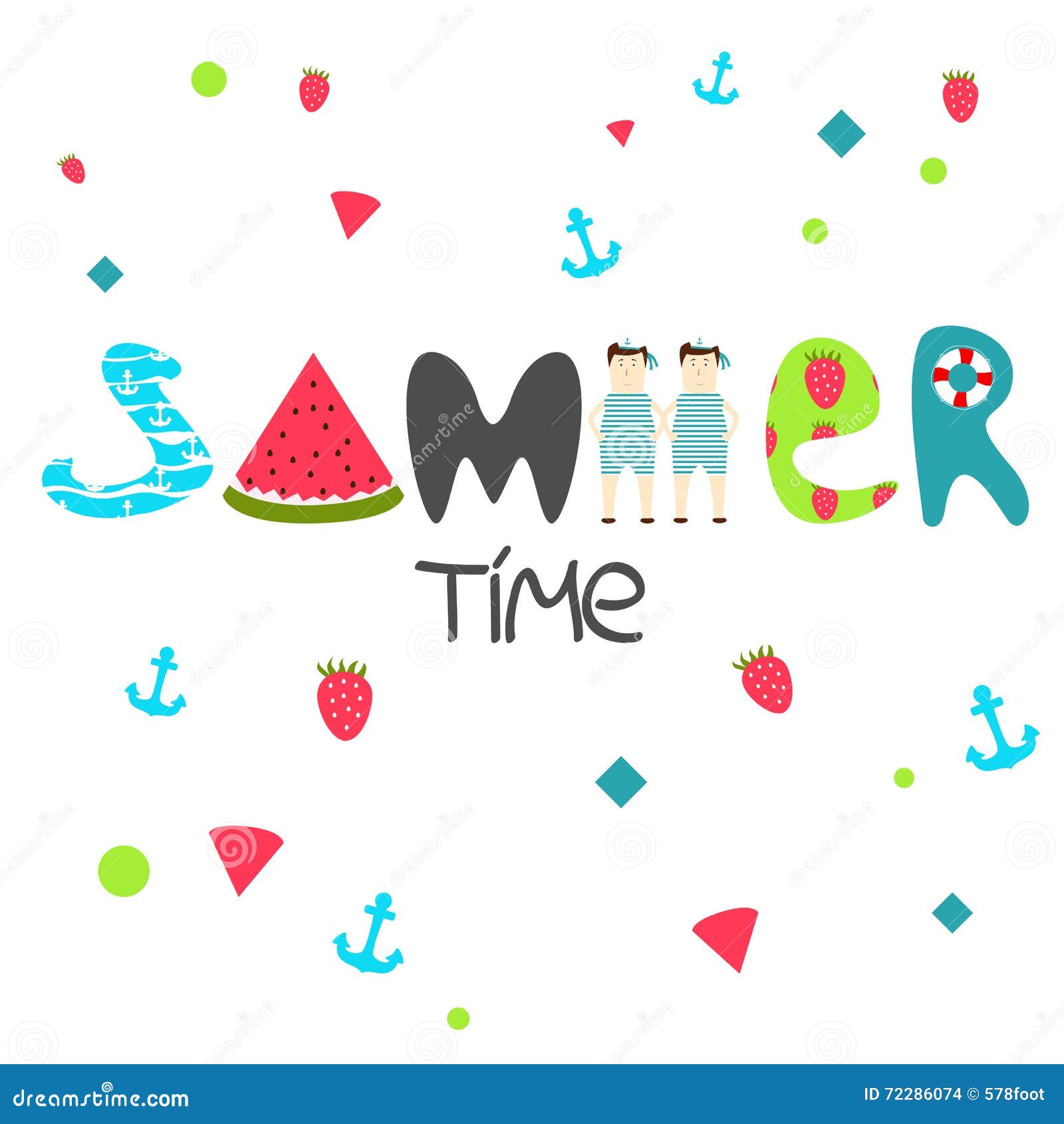 Summer time title stock vector. Illustration of fruit - 72286074
