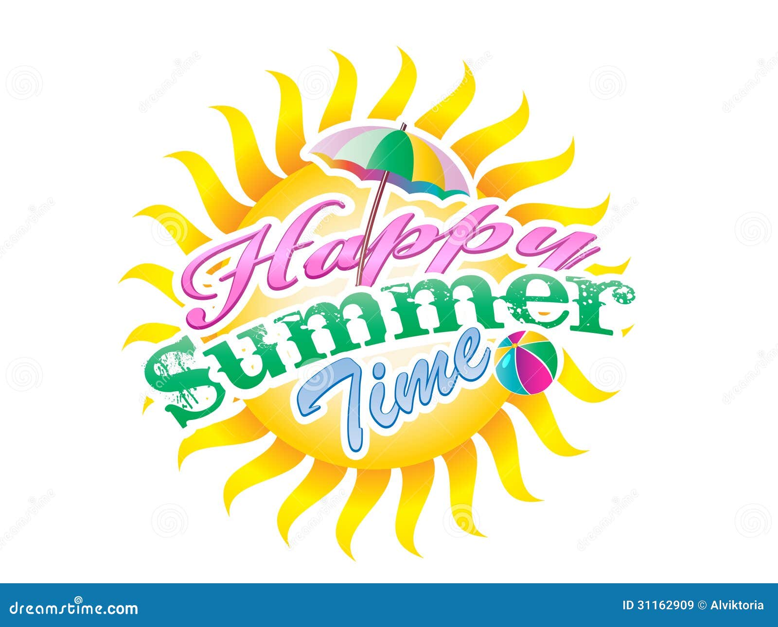 Summer time typography stock illustration. Illustration of colorful ...
