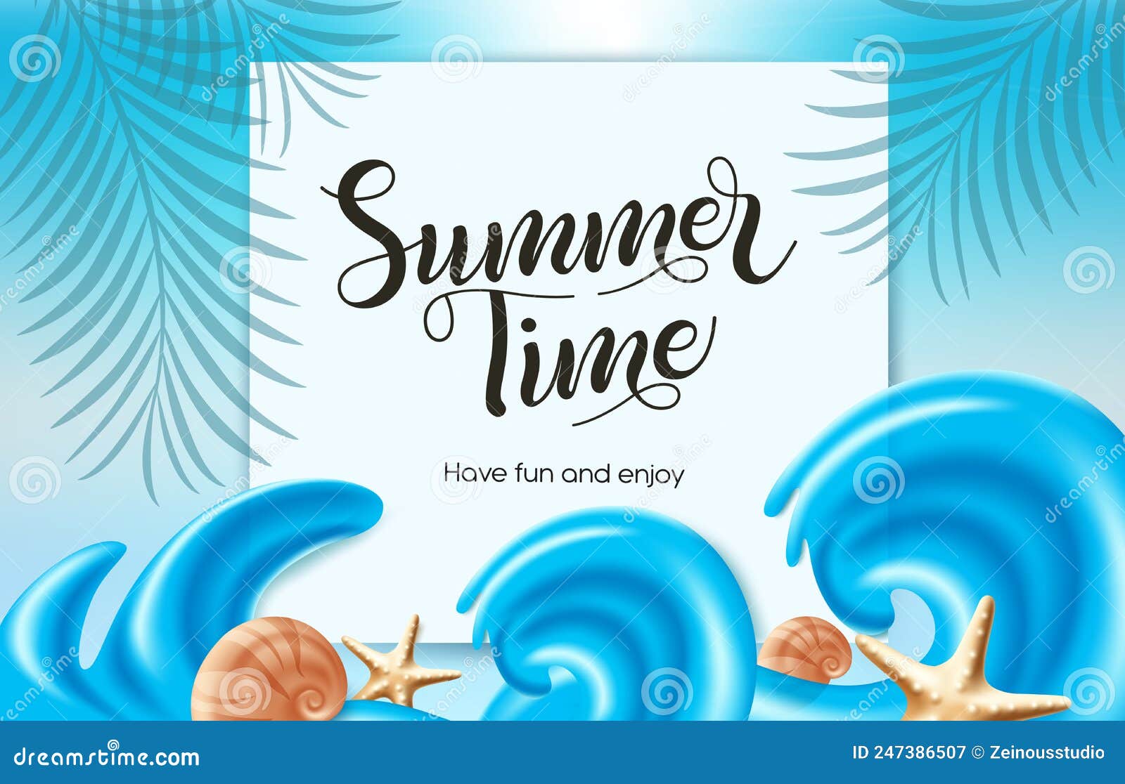 Summer Time Vector Template Design. Summertime Text in White Board ...