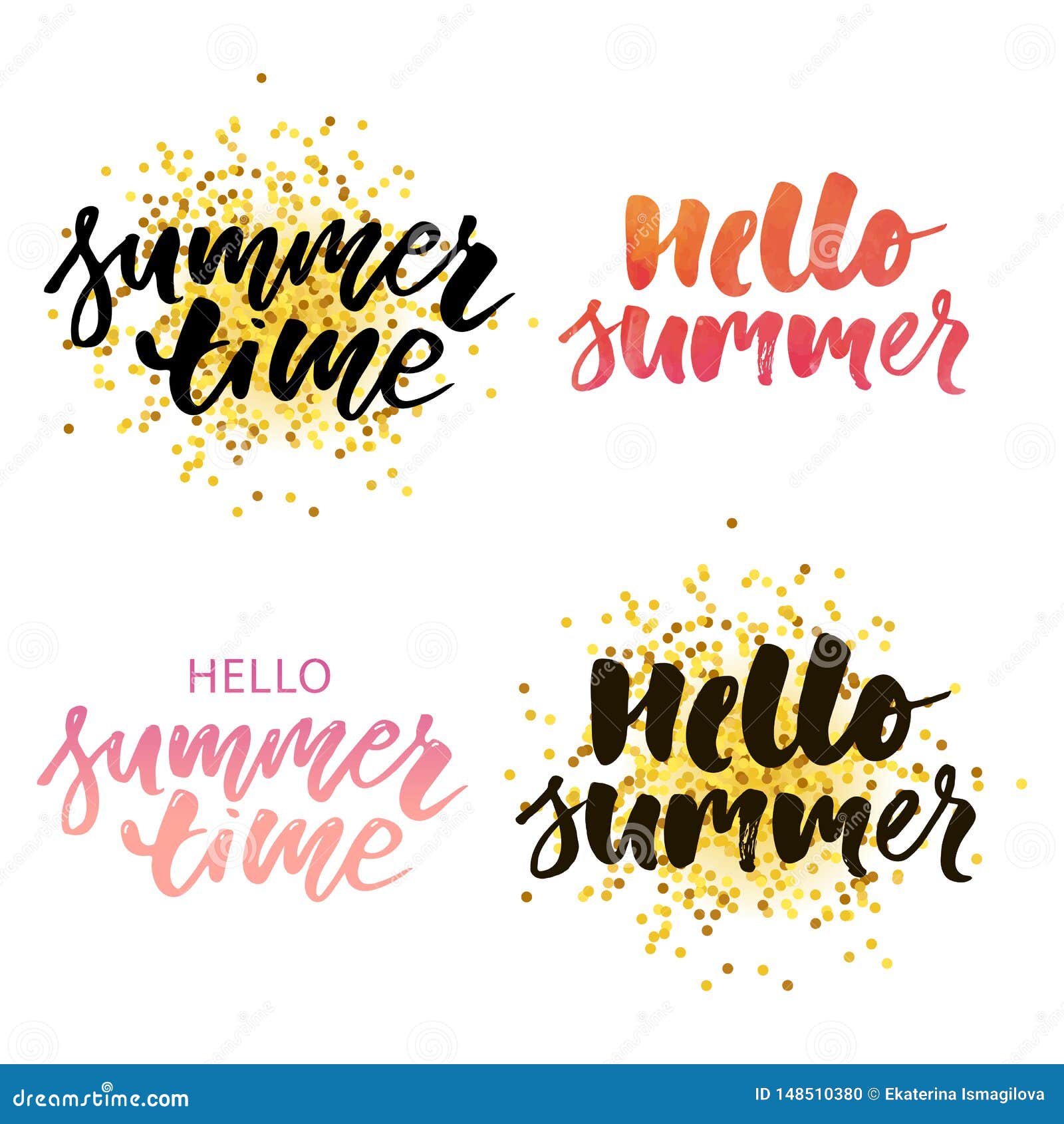 Summer Time Vector Text Lettering Calligraphy Letters Black Stock ...