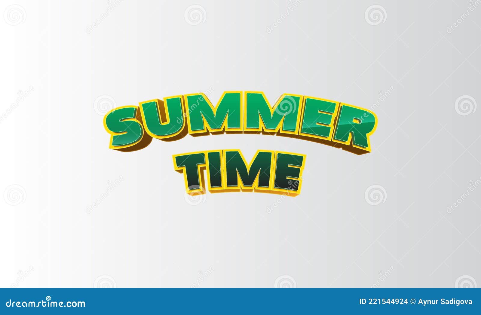 Summer Time Word Sign. Green Text on White Background Stock Vector ...