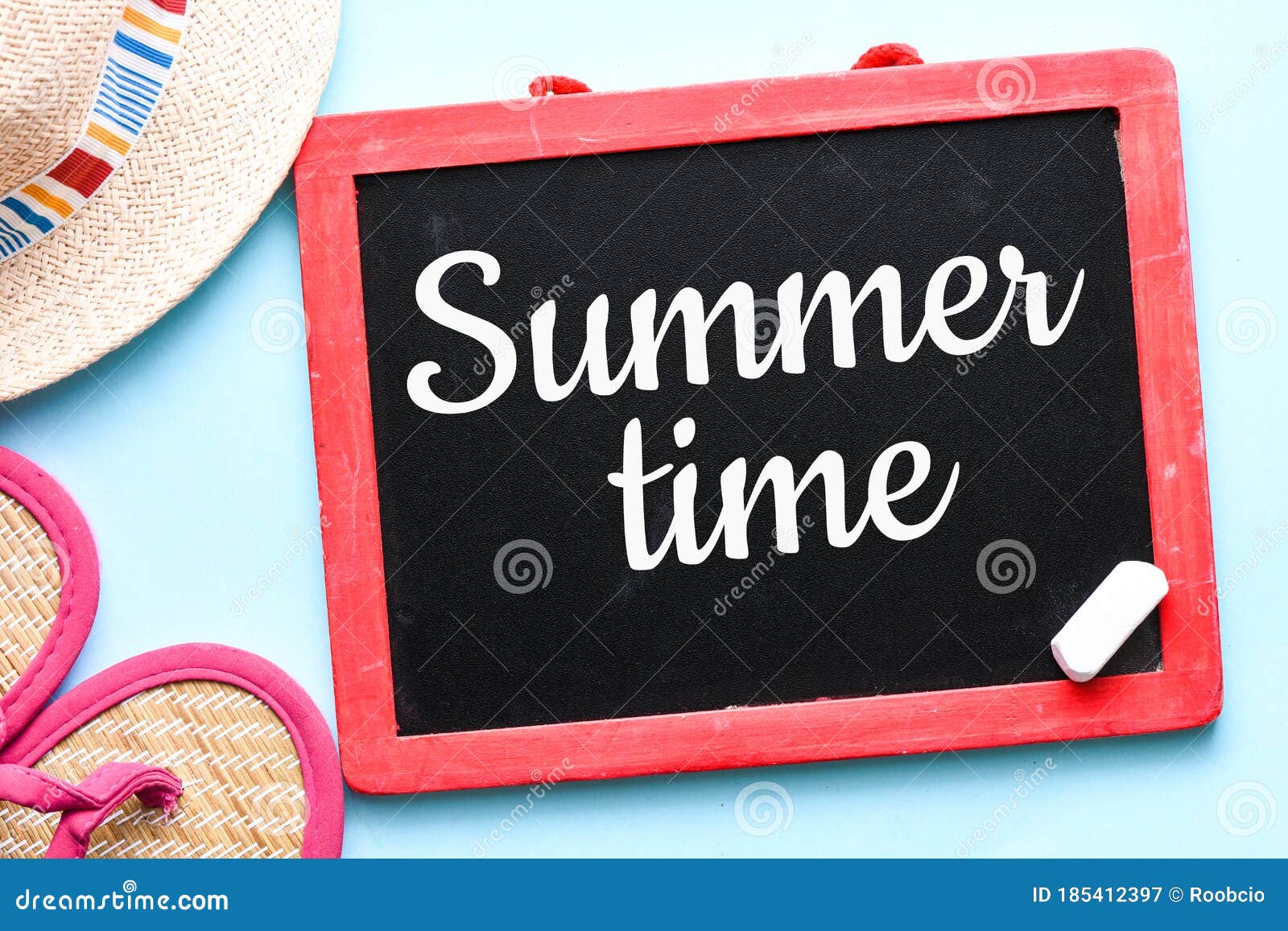 SUMMER TIME Words Written on a Chalk Board. Time for Summer Vacation ...