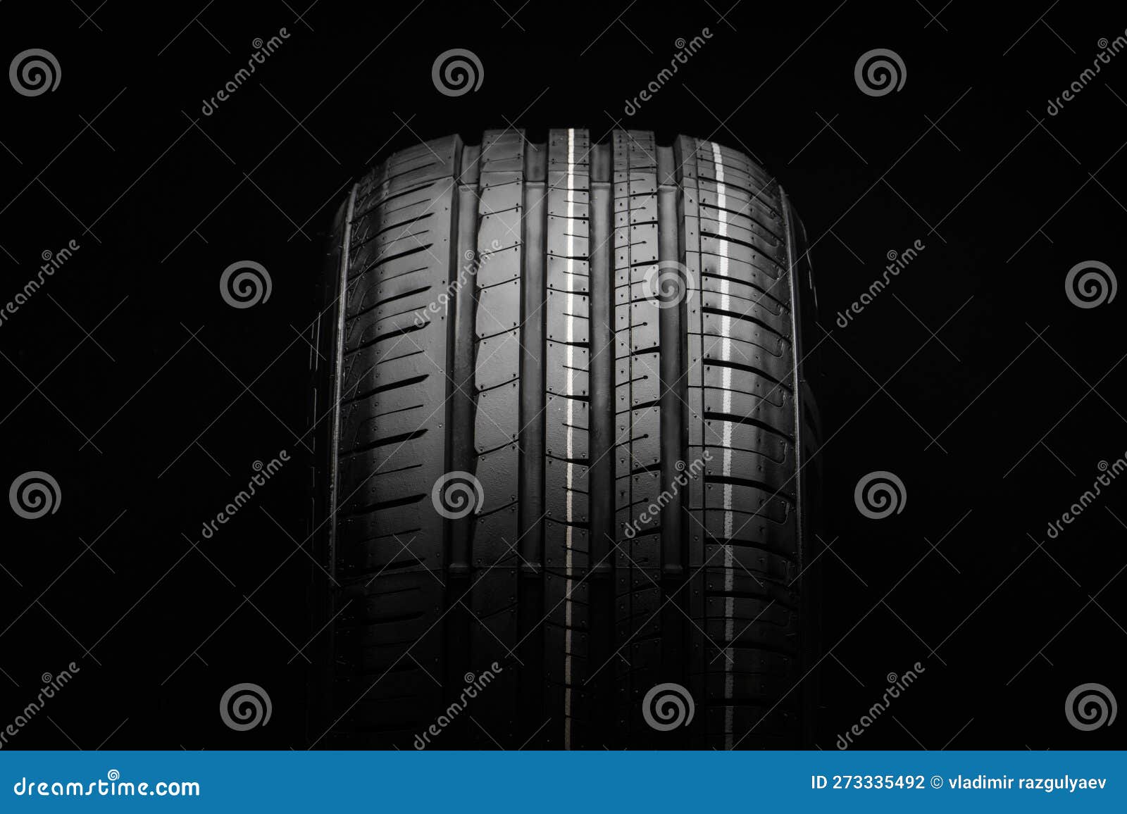 Summer Tire. Profile of a Summer Tire on a Black Background Close-up ...