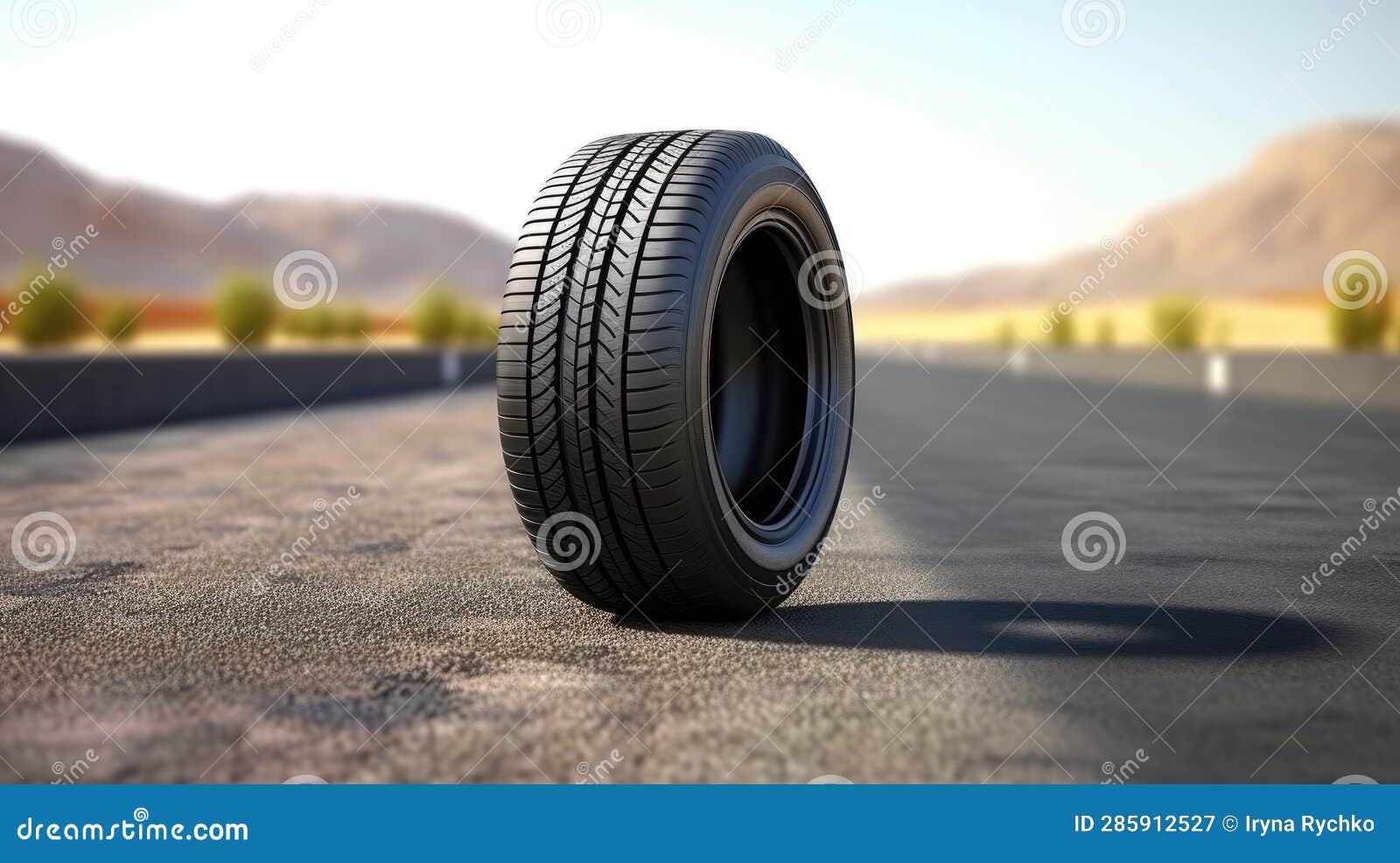 Summer Tire on Road, Space, Ai Generated Stock Illustration ...