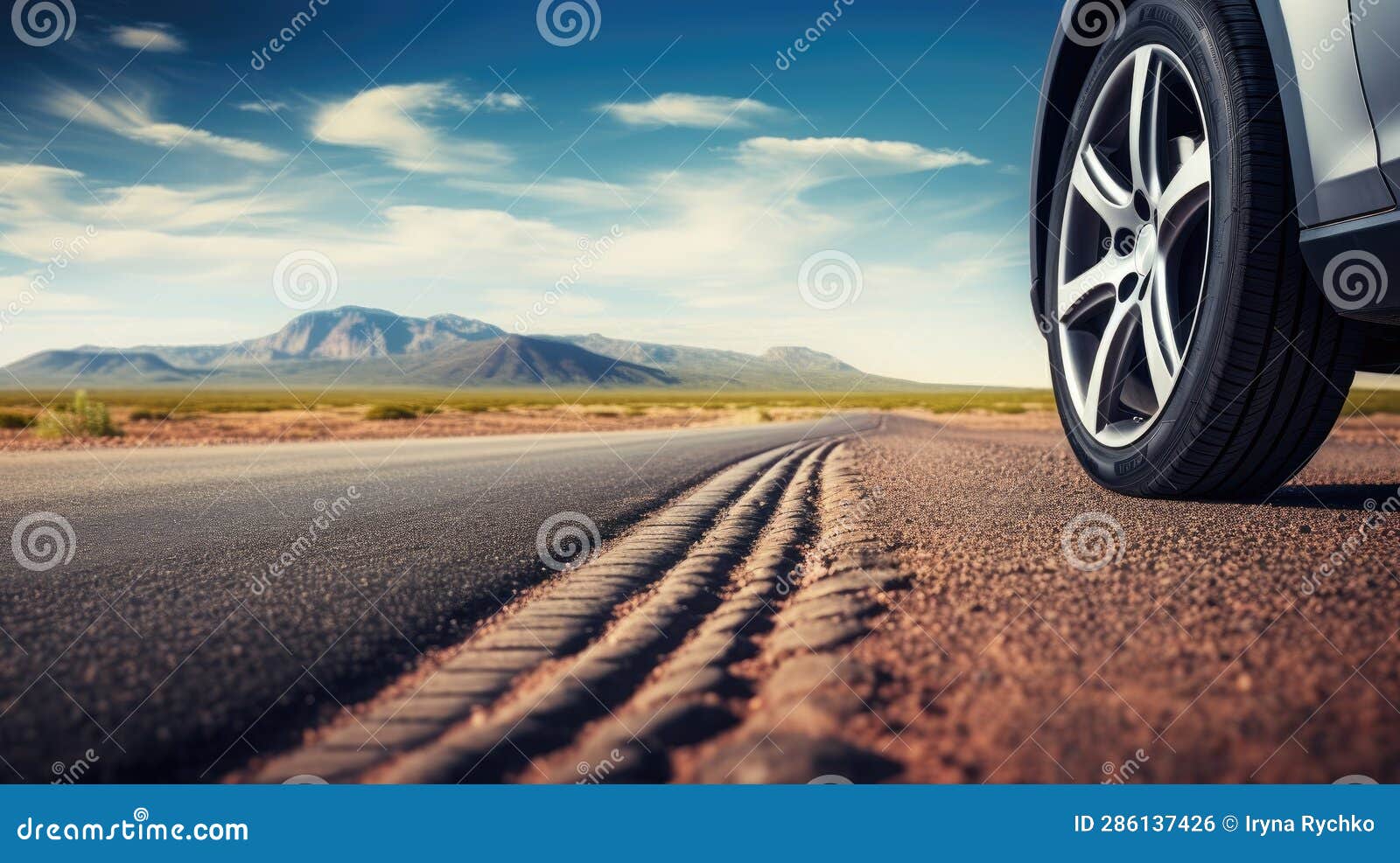 Summer Tire on Road, Space, Ai Generated Stock Illustration ...