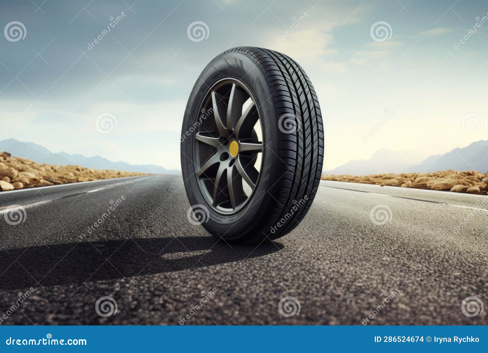 Summer Tire on Road, Space, Ai Generated Stock Illustration ...