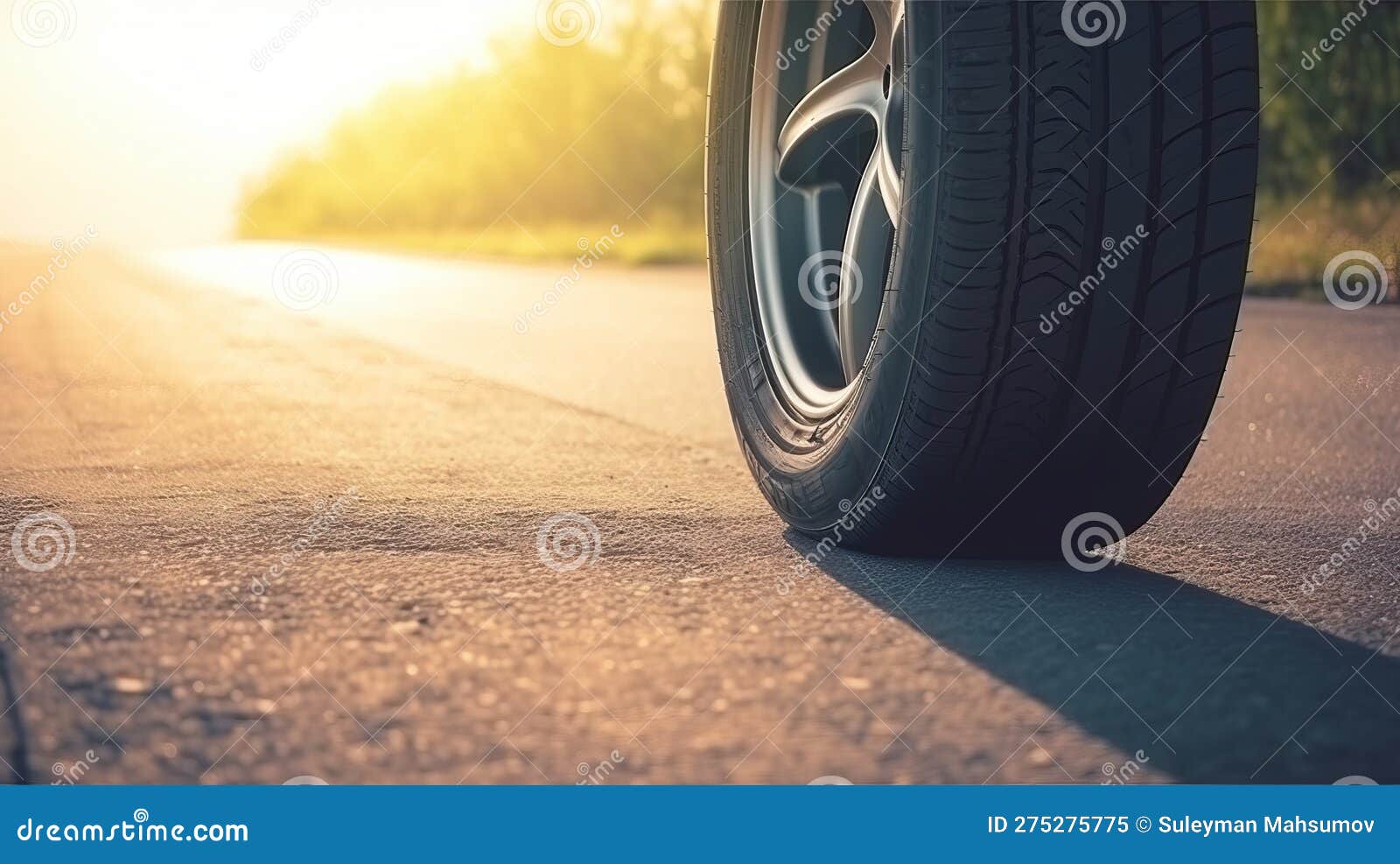 Summer Tires on the Asphalt Road in the Sun Stock Illustration ...