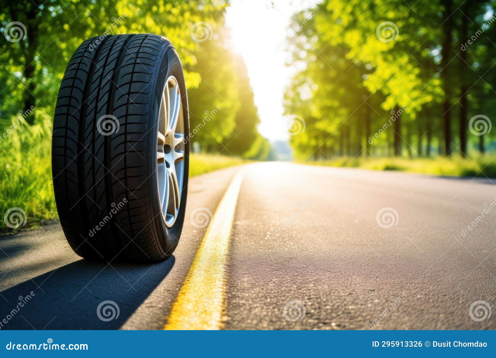 Summer Tires on the Asphalt Road in the Sun Time for Summer Tires ...