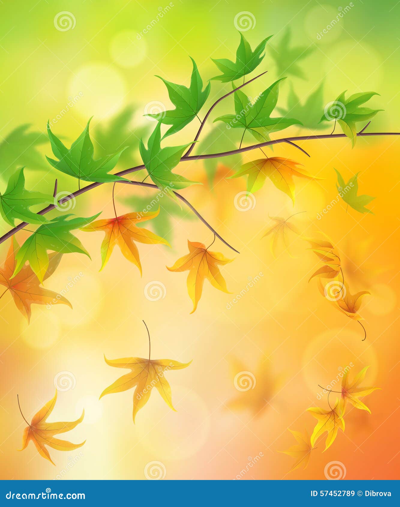 From summer to autumn stock vector. Illustration of leaves - 57452789