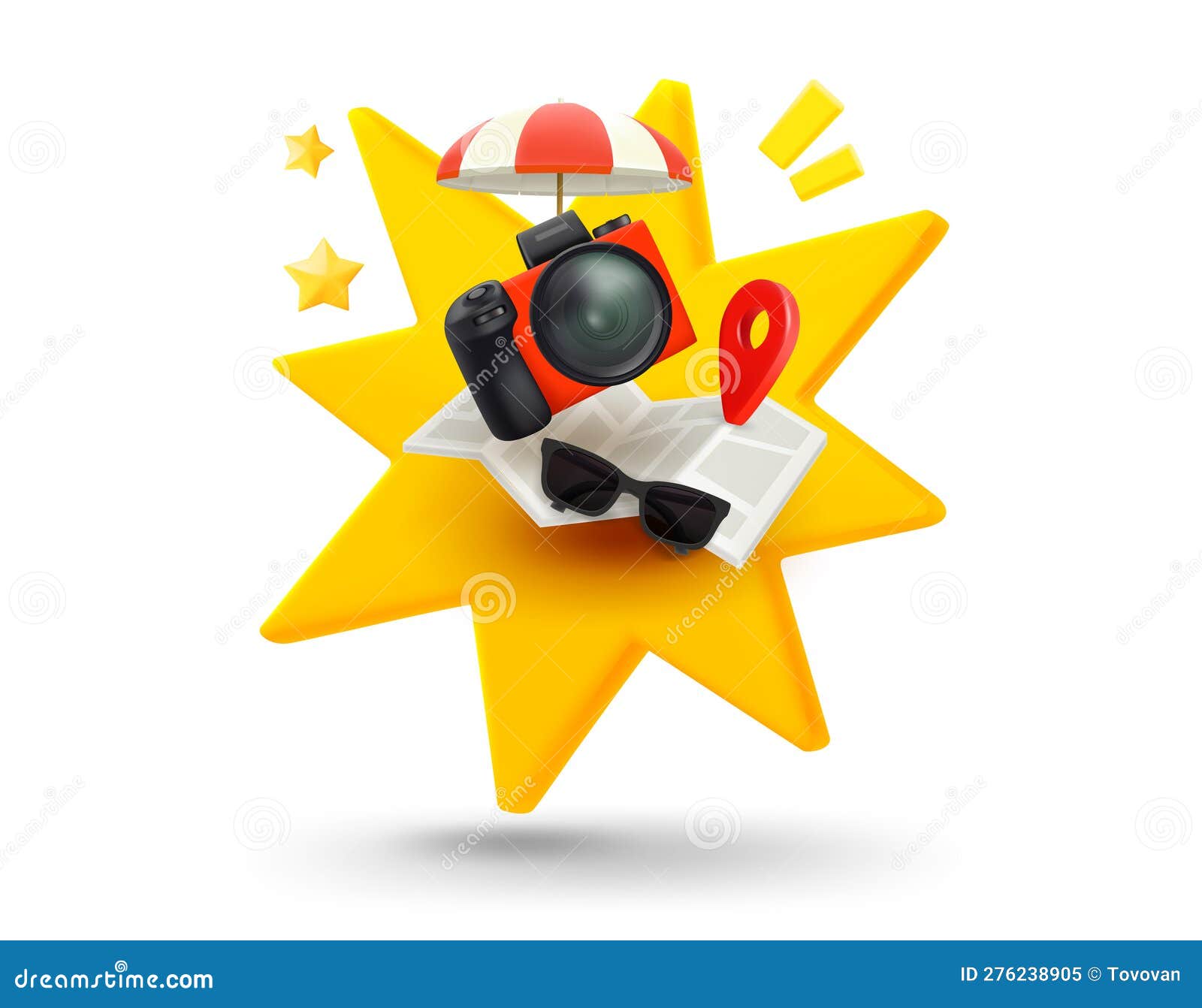 Summer Travel Concept with Explosion Effect. 3d Vector Mobile ...