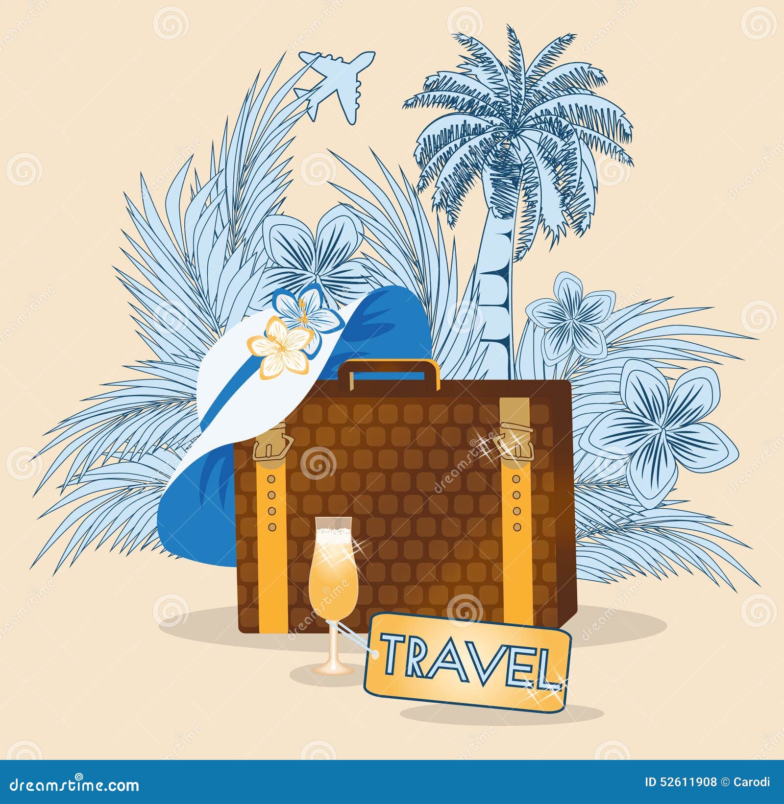 Summer Travel Congratulations Card Stock Vector - Illustration of ...