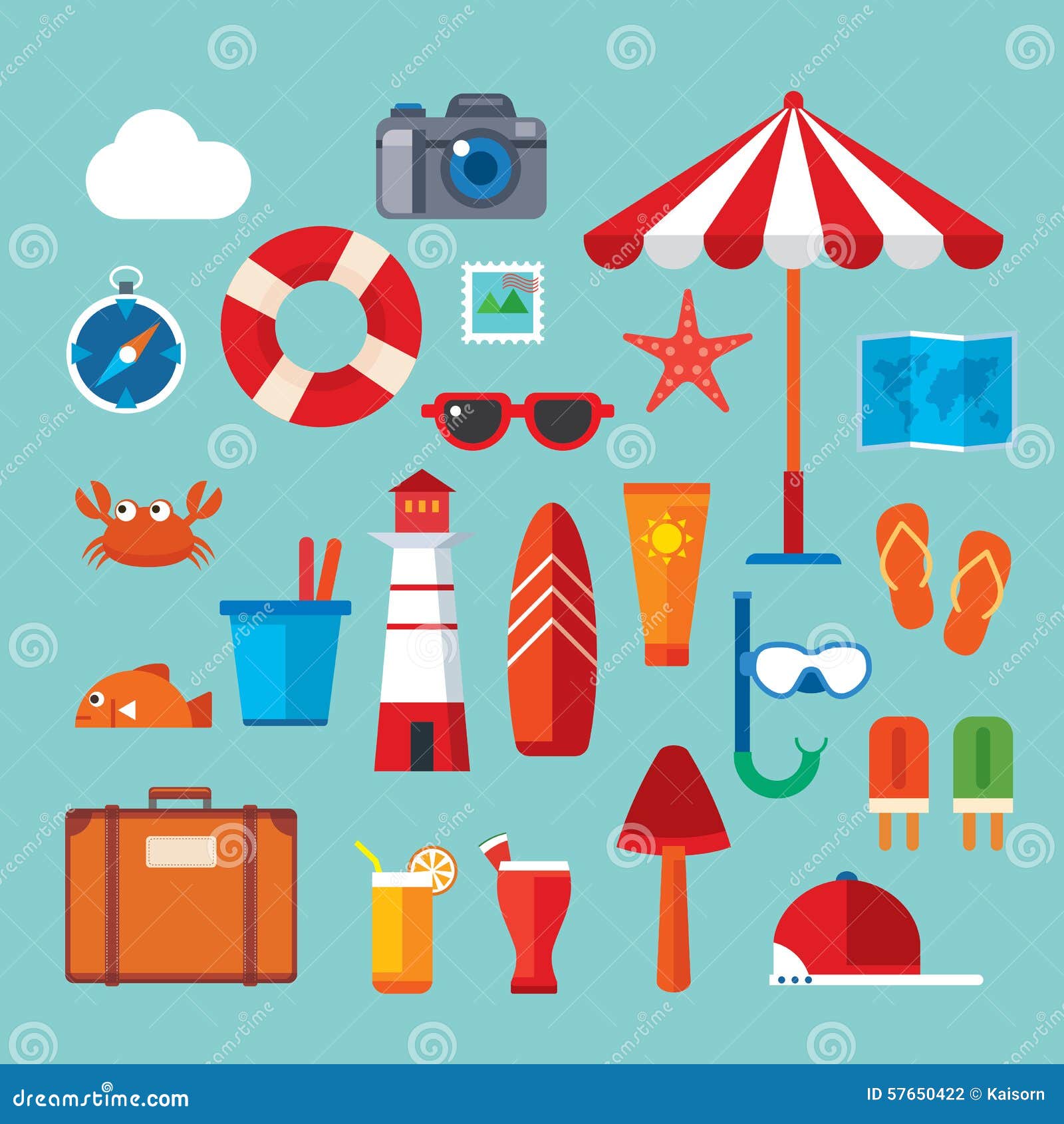 Summer and Travel Flat Icon Stock Vector - Illustration of design ...