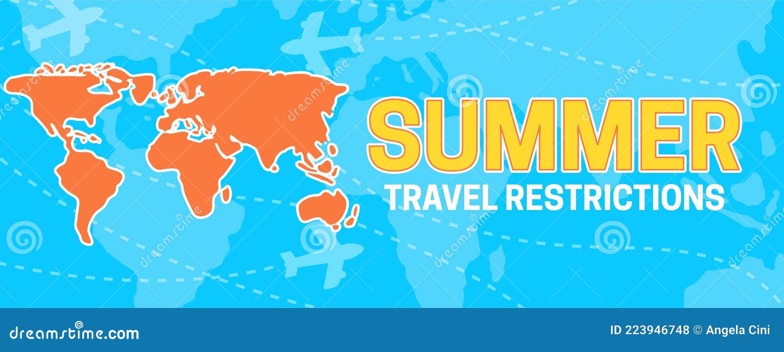 Summer Travel Restrictions Illustration with World Map Stock Vector ...