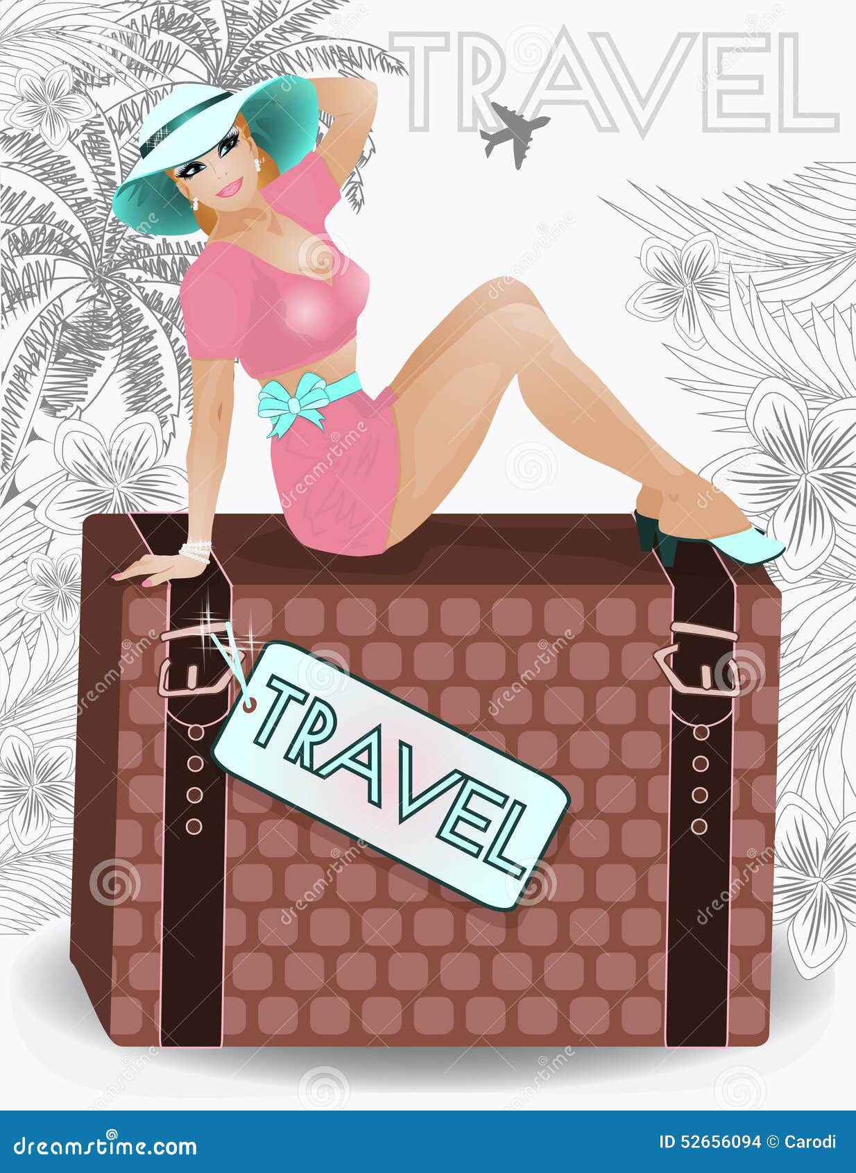 Summer Travel Sexual Pin Up Girl Stock Vector Illustration Of Antique