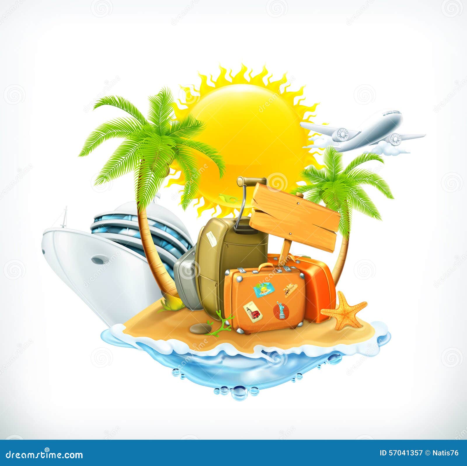 Summer travel vector icon stock vector. Illustration of ocean - 57041357
