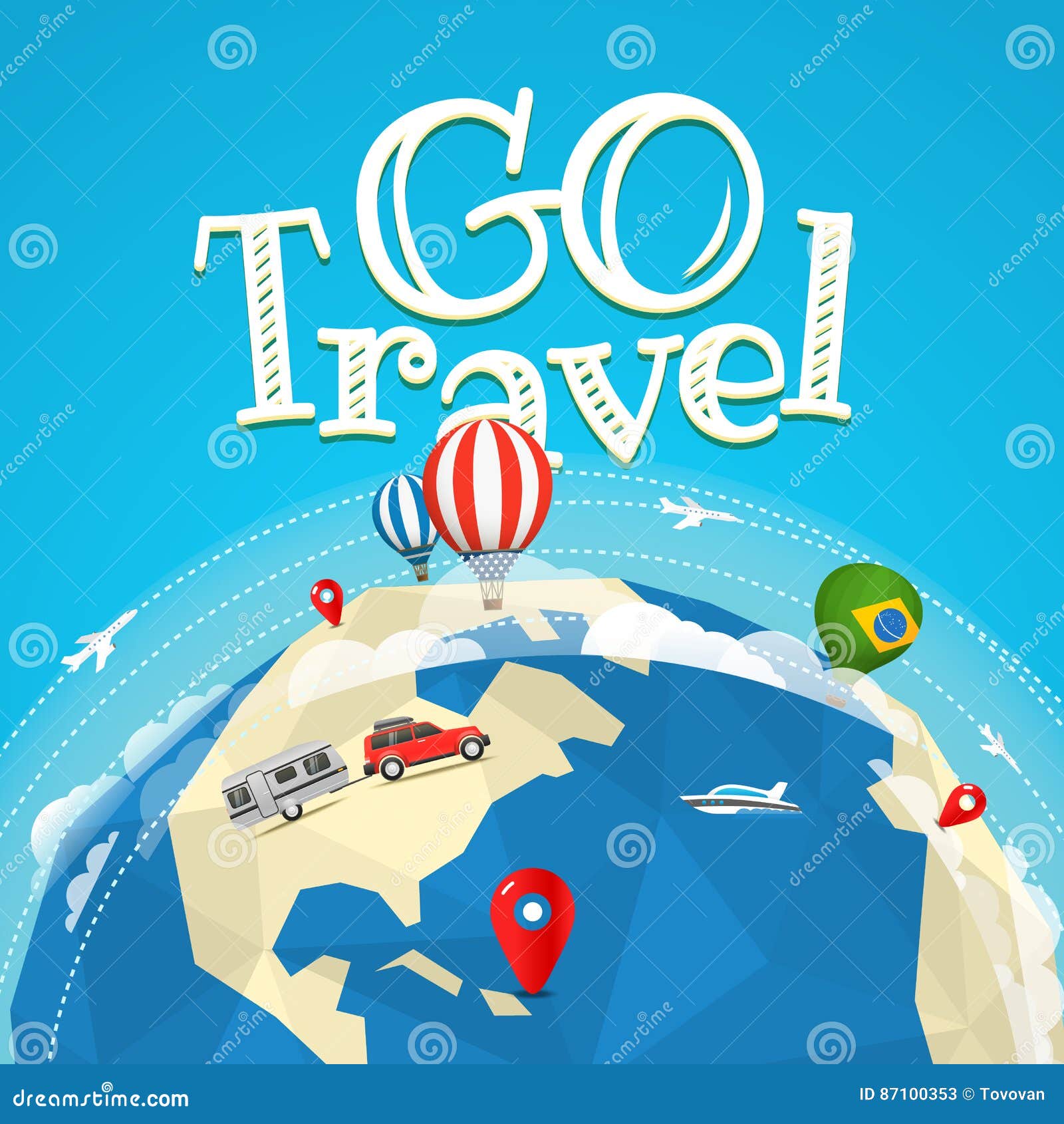 Summer Travel Vector Illustration. Go Travel Stock Vector ...