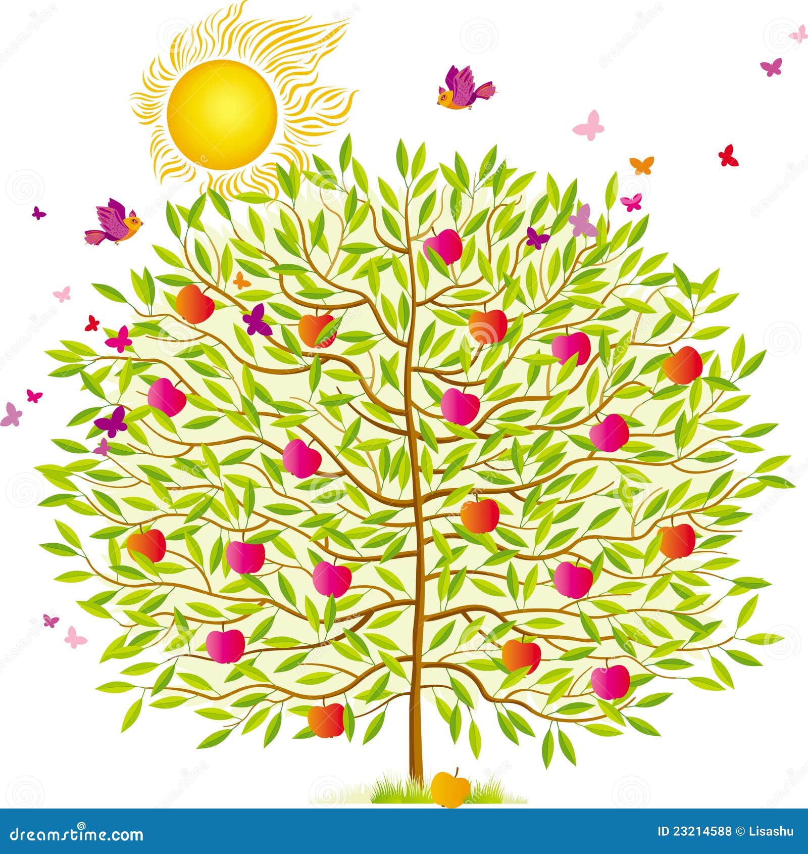Summer tree stock vector. Illustration of branch, colorful - 23214588