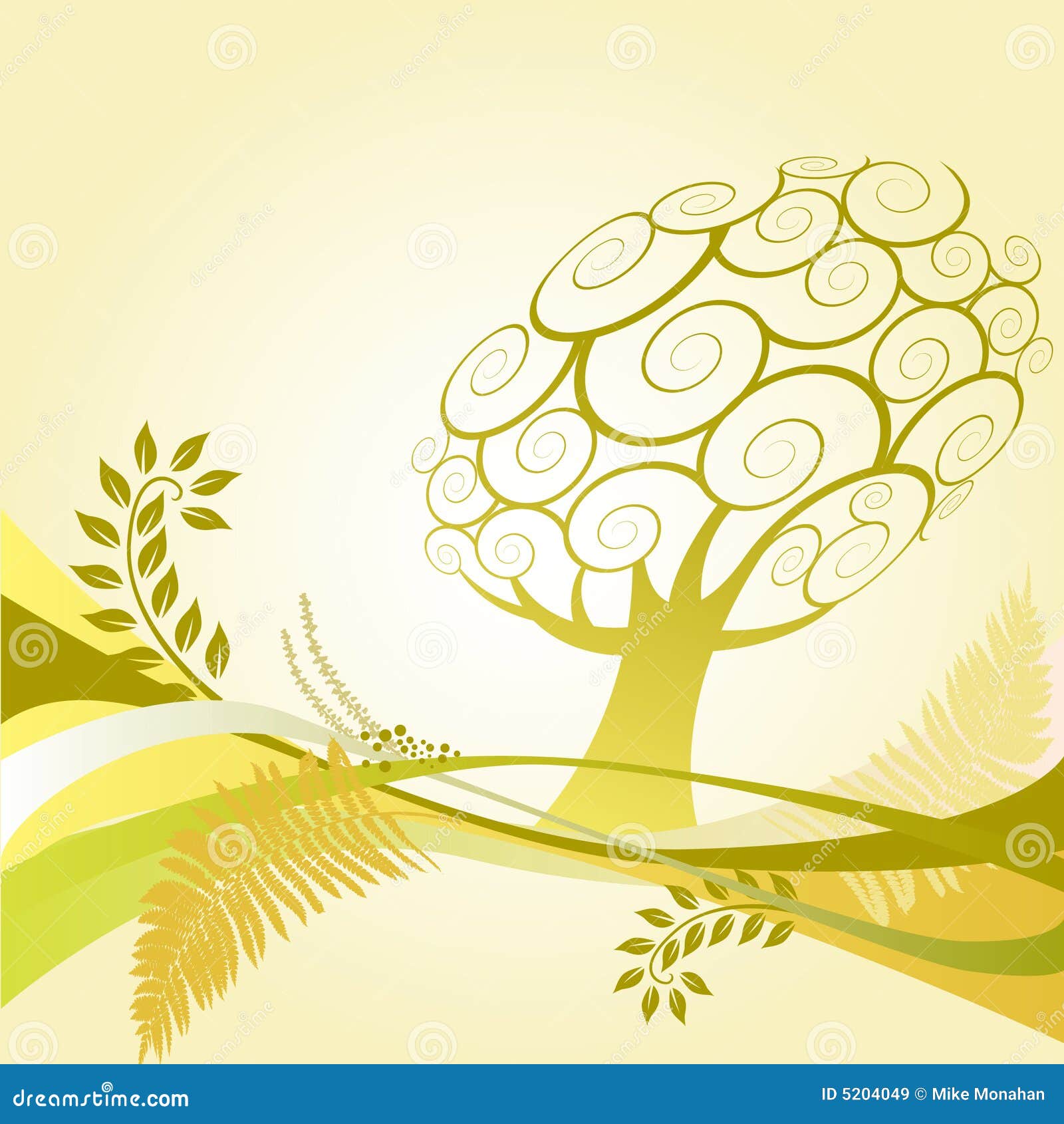 Summer tree stock vector. Illustration of field, yellow - 5204049