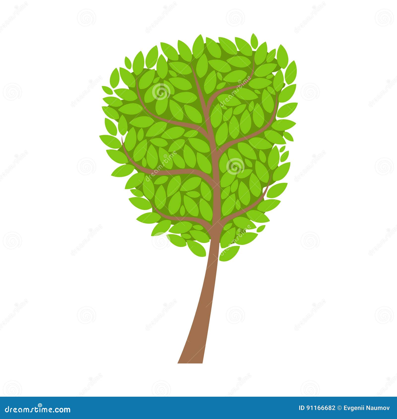 Summer Tree, Element of a Landscape. Colorful Cartoon Vector ...