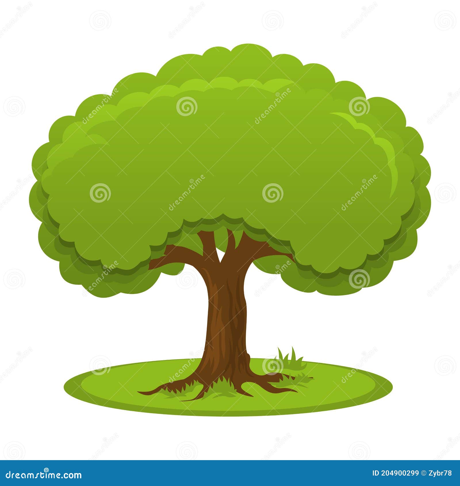Summer Tree with Flat Crown Stock Vector - Illustration of decorative ...