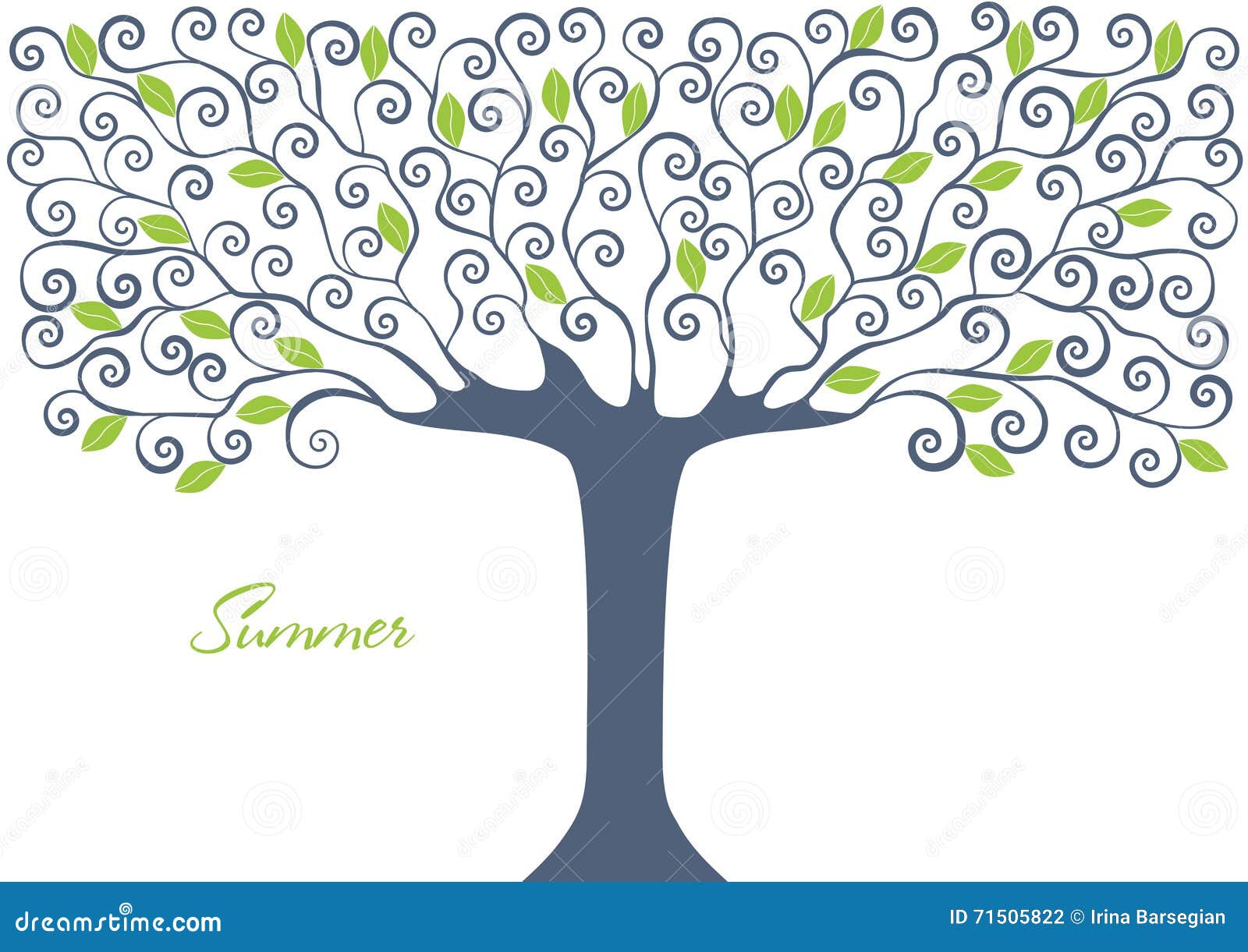 Summer Tree.tree with Green Leaves.vector Illustration Stock Vector ...