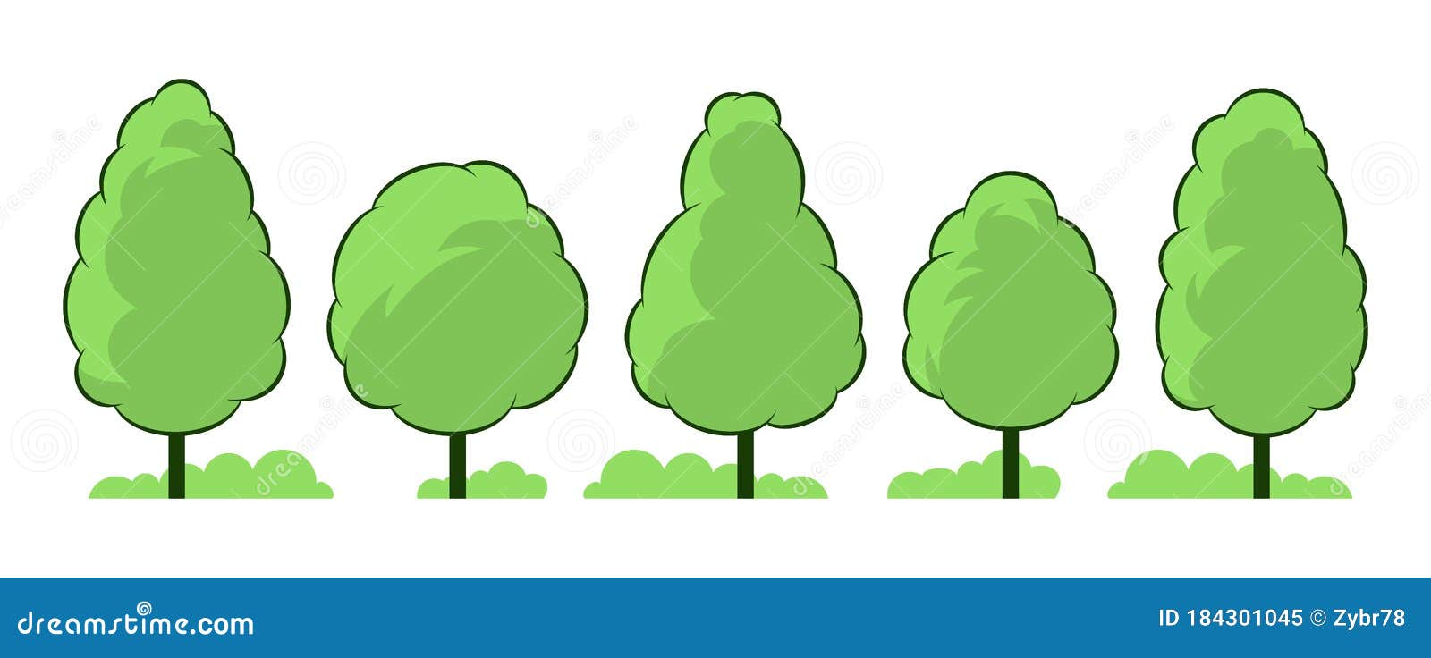 Summer. Trees set stock vector. Illustration of element - 184301045