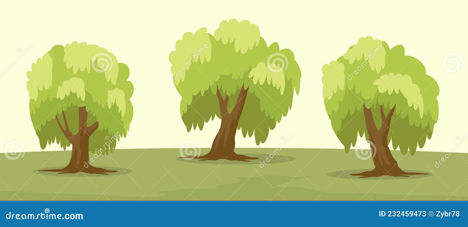 Summer trees set stock vector. Illustration of wood - 232459473