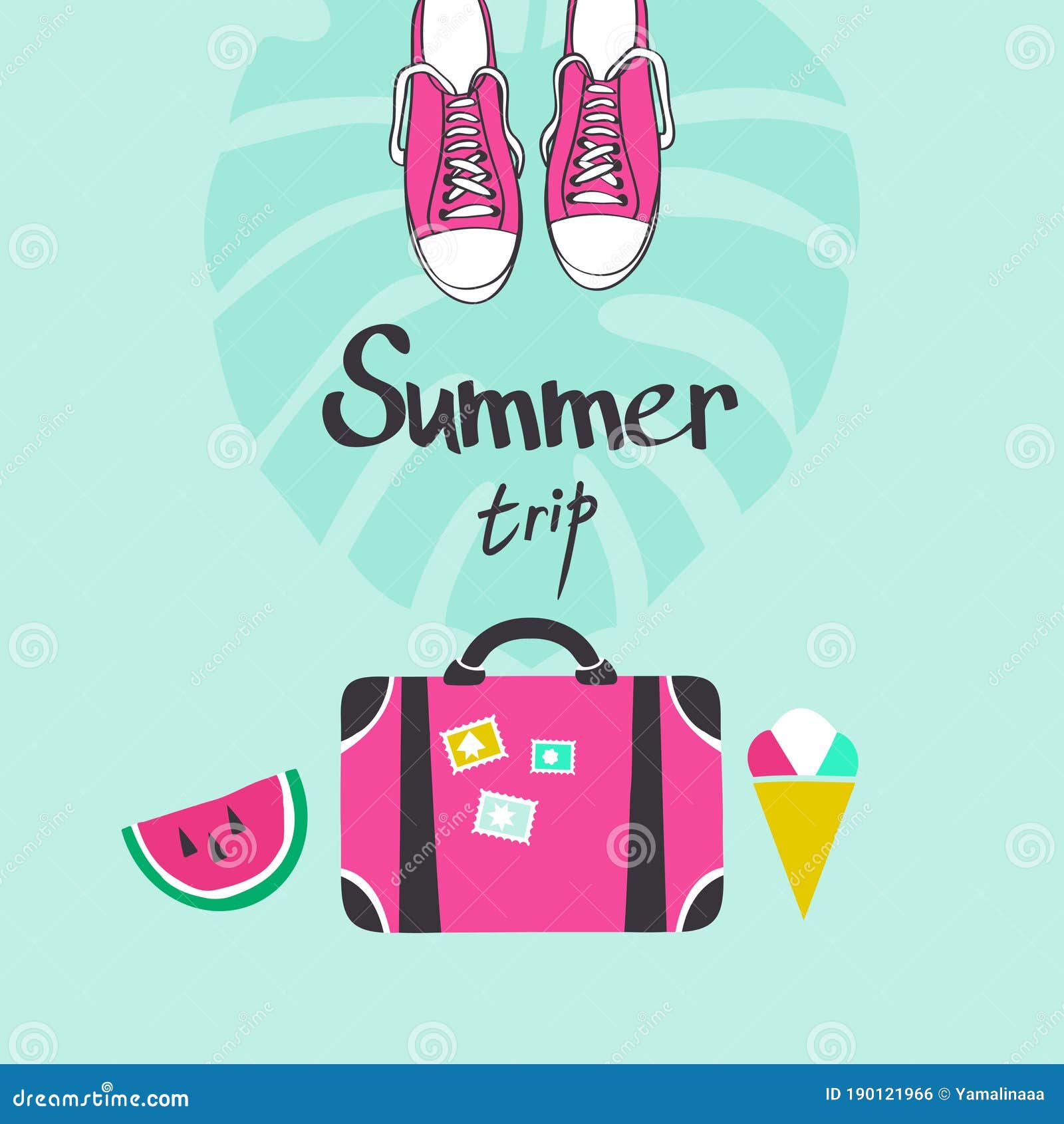 Summer Trip Vector Illustration Stock Vector - Illustration of graphic ...