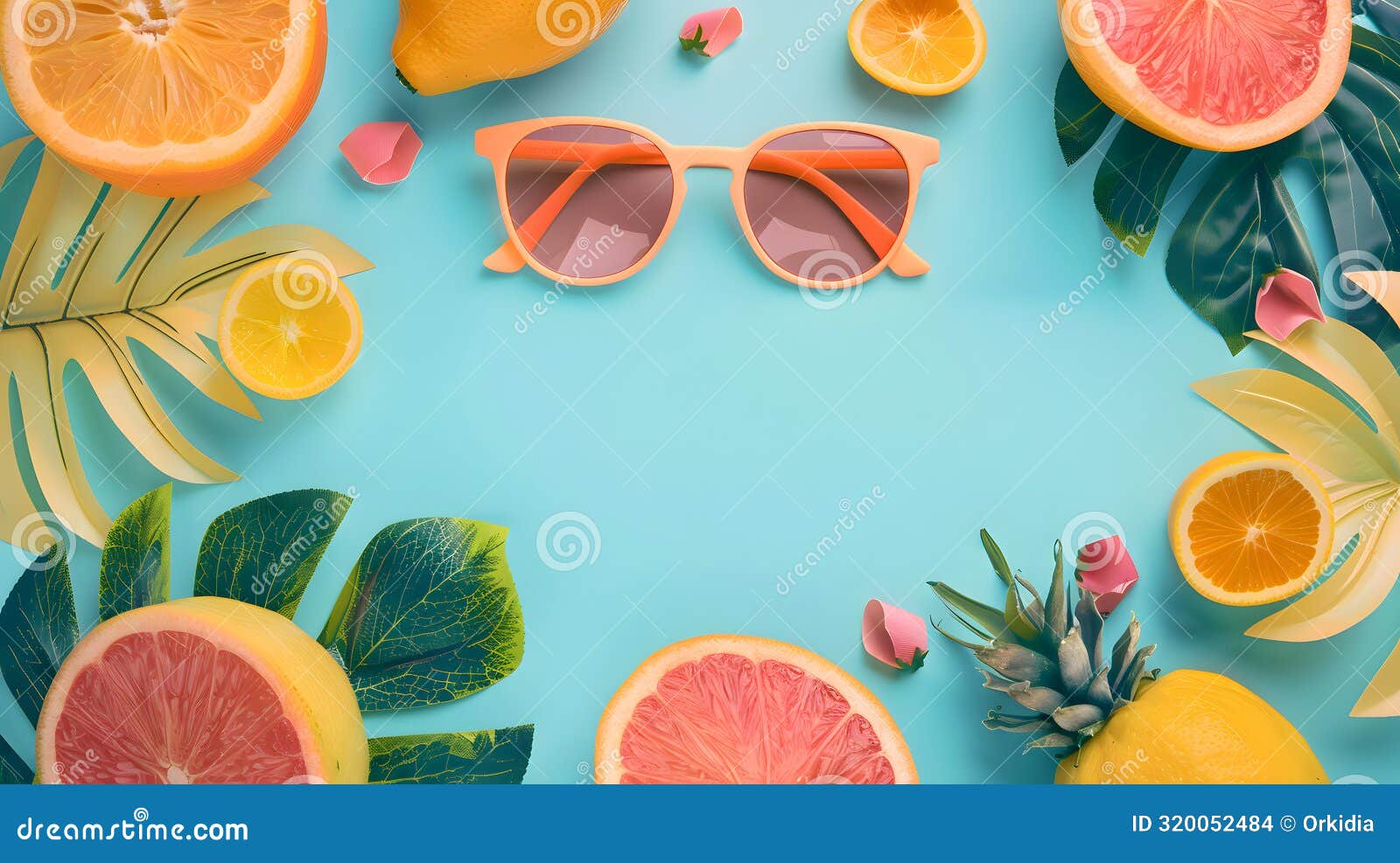 Summer Tropical Banner - Refreshing Design Pop Colors Background Stock ...