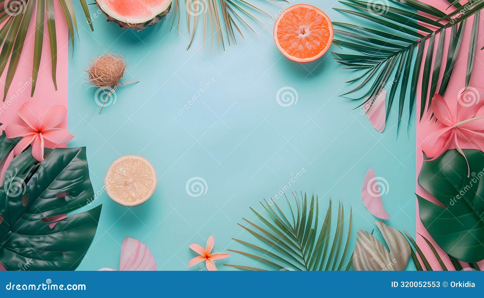 Summer Tropical Banner - Refreshing Design Pop Colors Background Stock ...