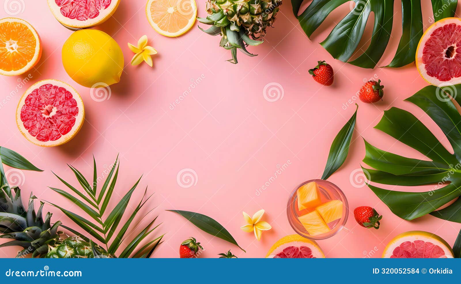 Summer Tropical Banner - Refreshing Design Pop Colors Background Stock ...