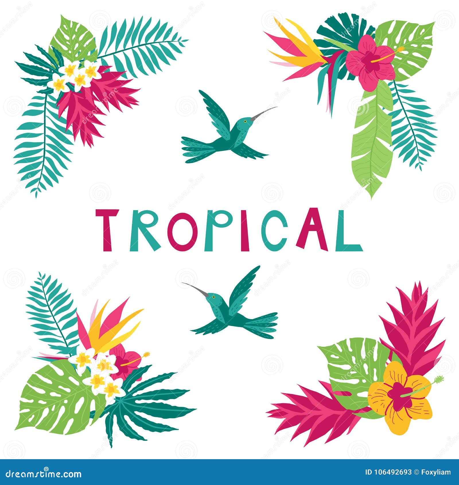 Summer Tropical Corner Elements Stock Vector - Illustration of drawn ...