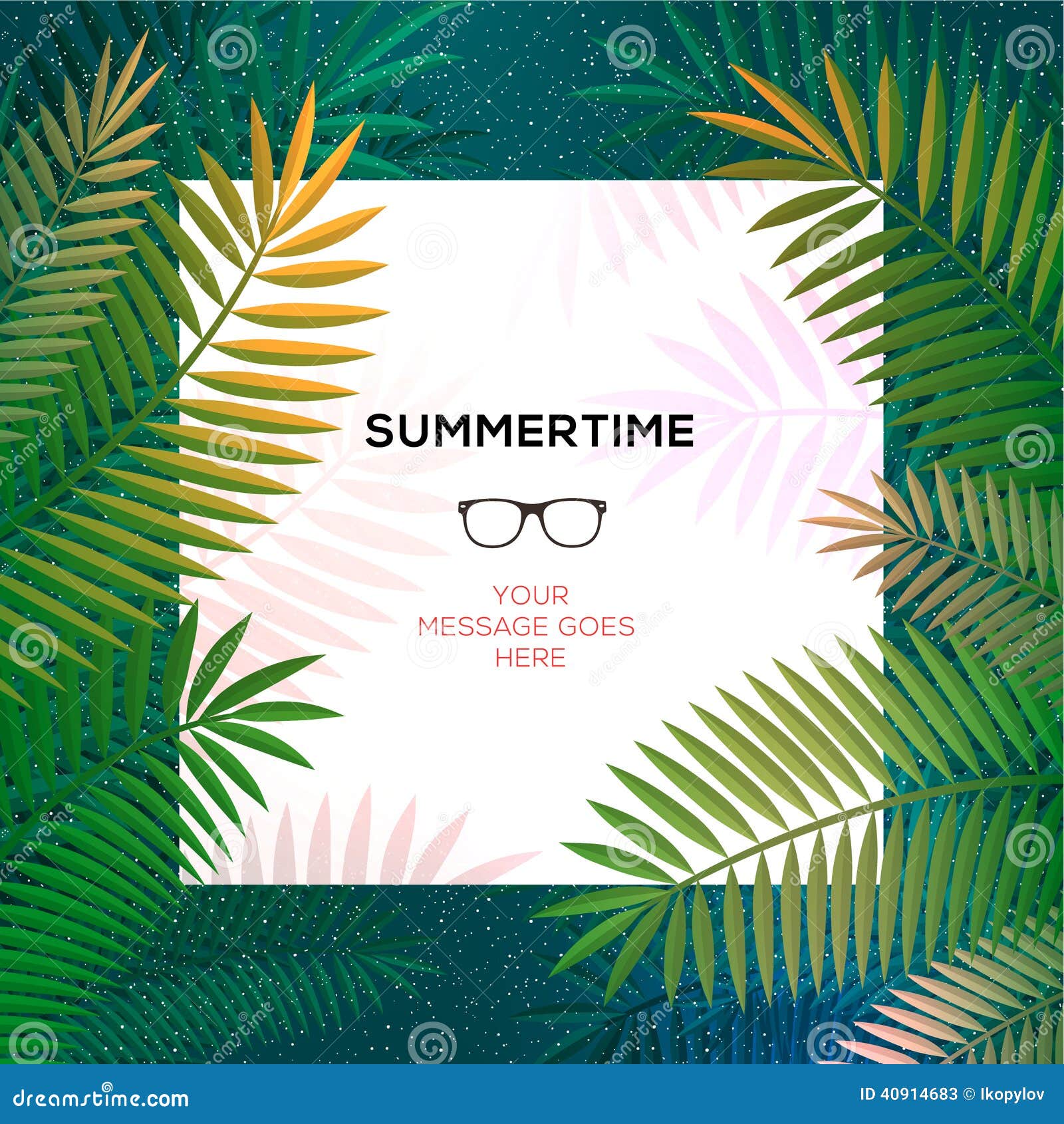 Summer Tropical Template with Palm Leaves Stock Vector - Illustration ...