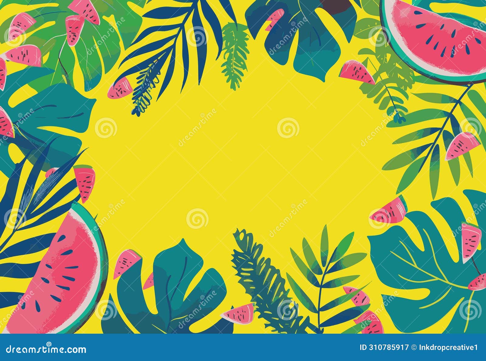 Summer Tropical Watermelon Background Design Stock Illustration ...