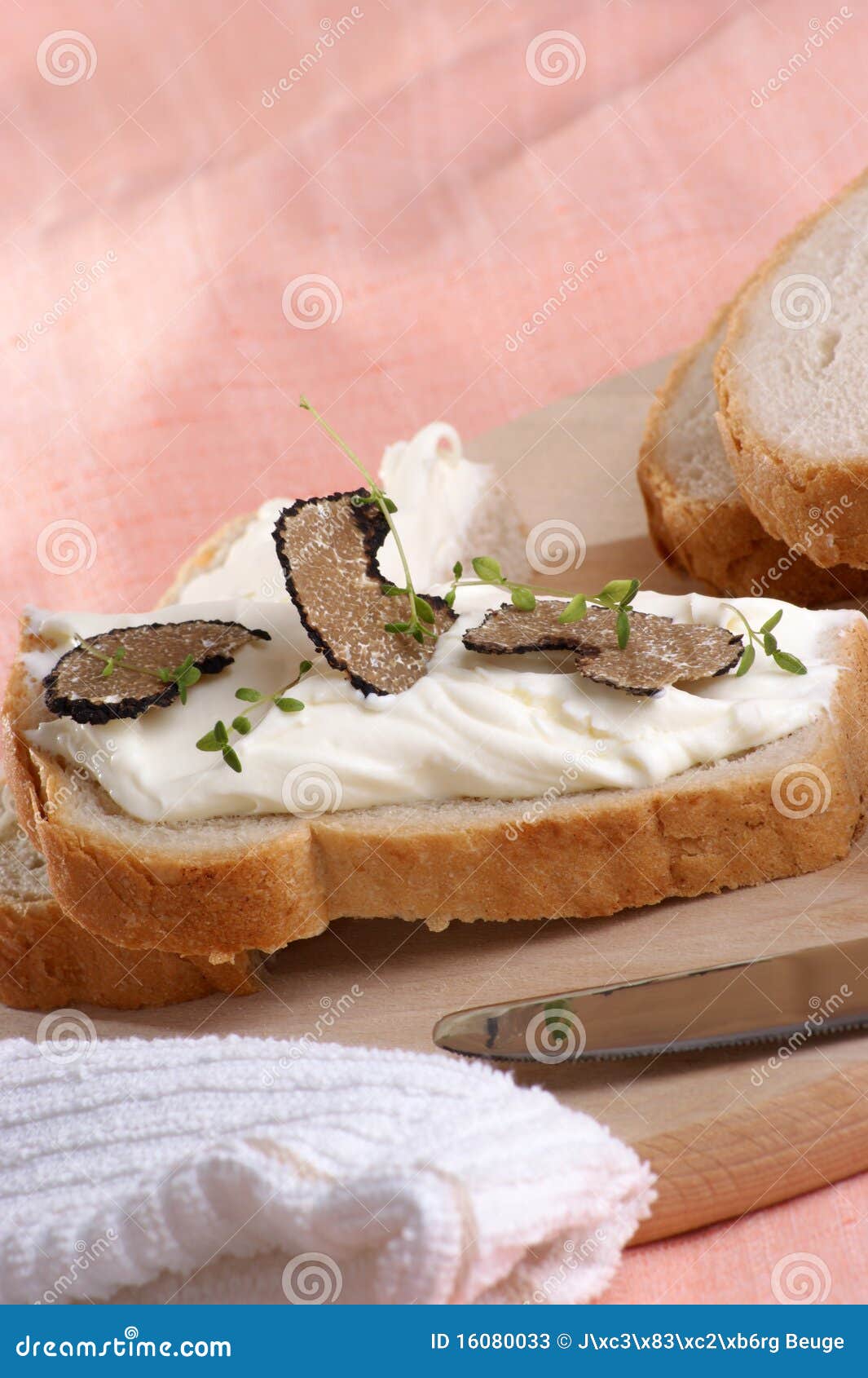 Summer truffle with bread stock image. Image of health - 16080033