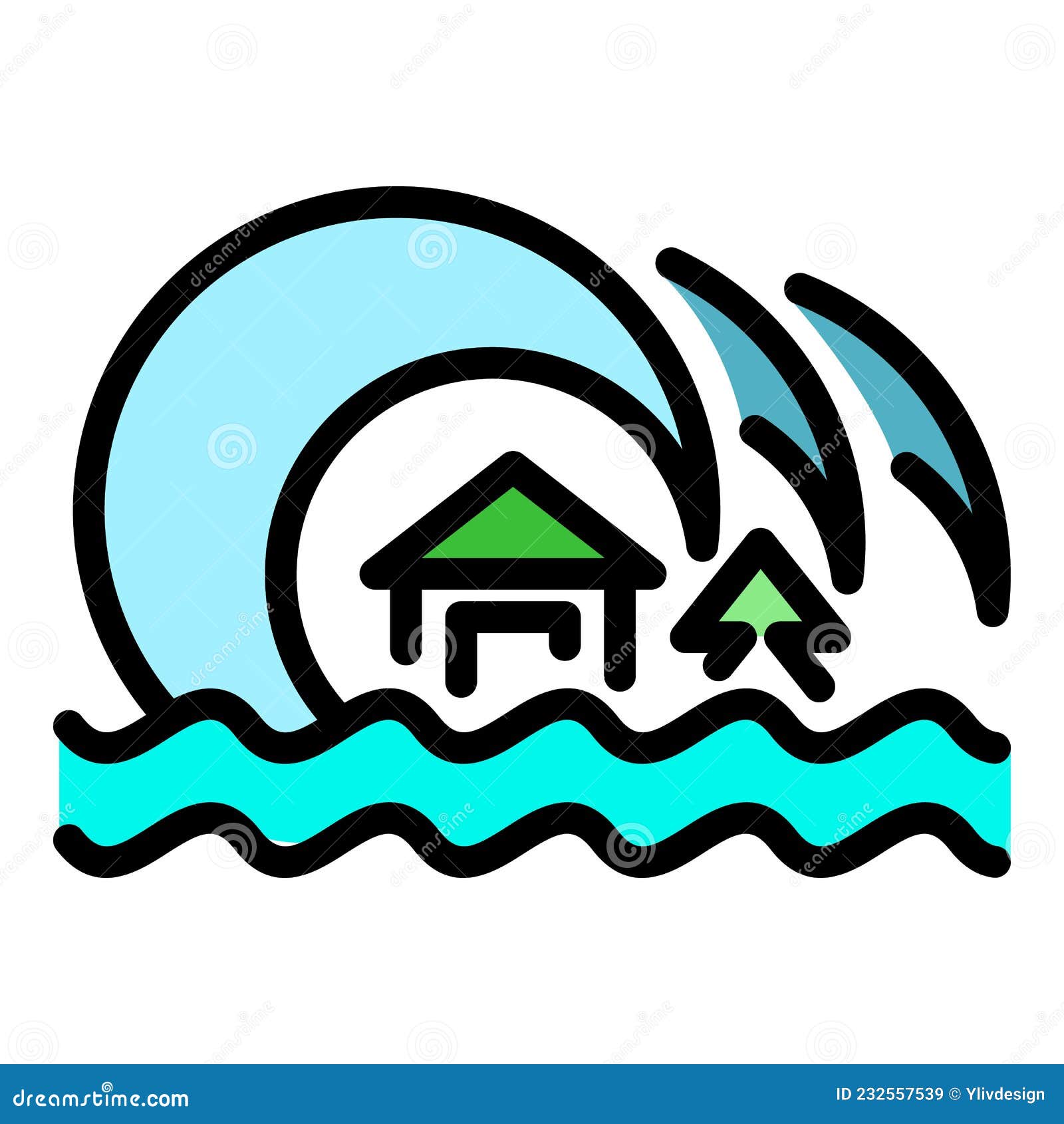 Summer Tsunami Icon Color Outline Vector Stock Vector - Illustration of ...