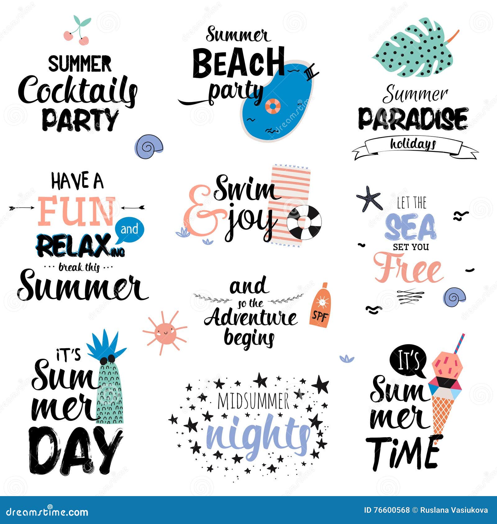 Summer Typography Design stock vector. Illustration of retro - 76600568