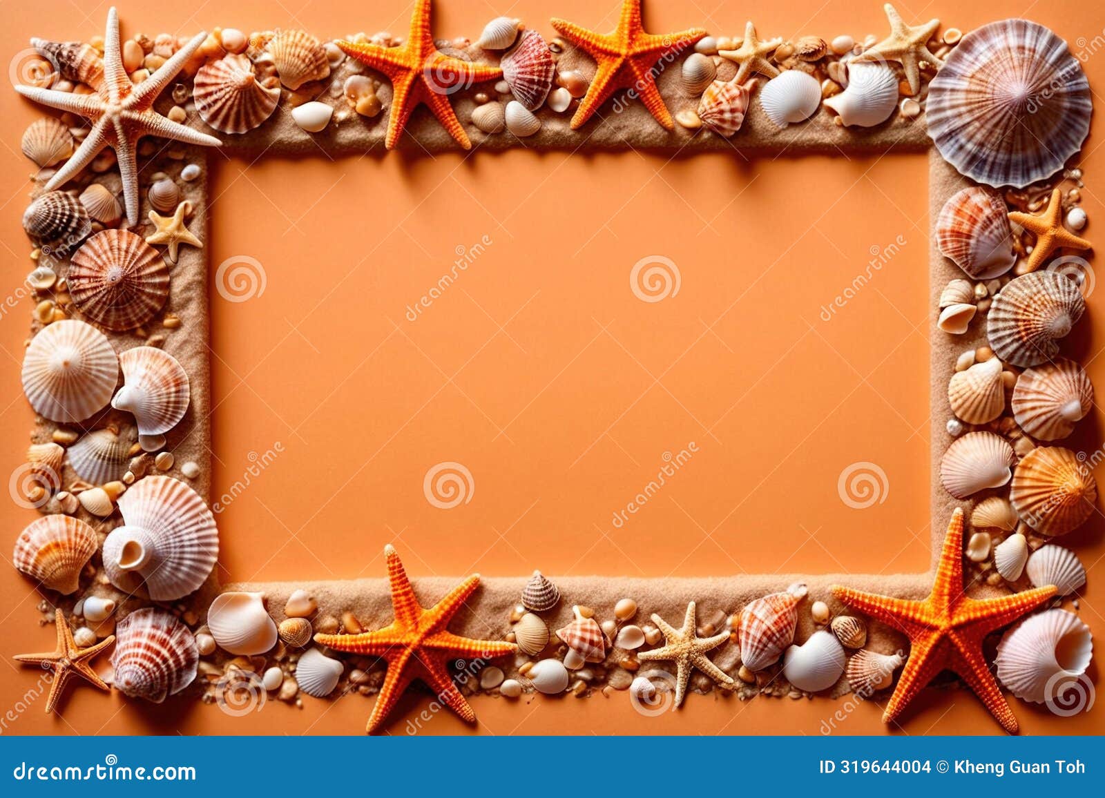 Summer Vacation Background Frame Border with Seashells and Seaside ...