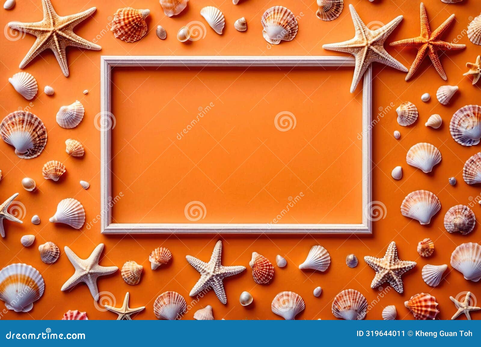 Summer Vacation Background Frame Border with Seashells and Seaside ...