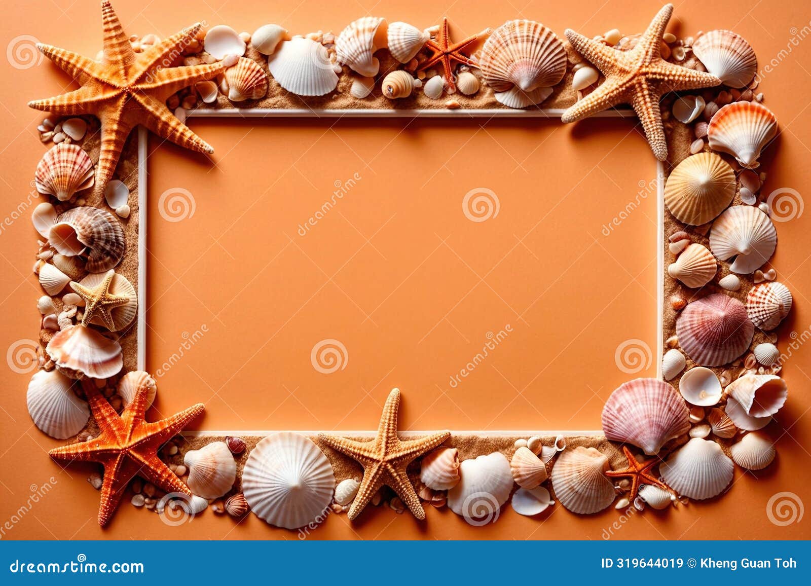 Summer Vacation Background Frame Border with Seashells and Seaside ...