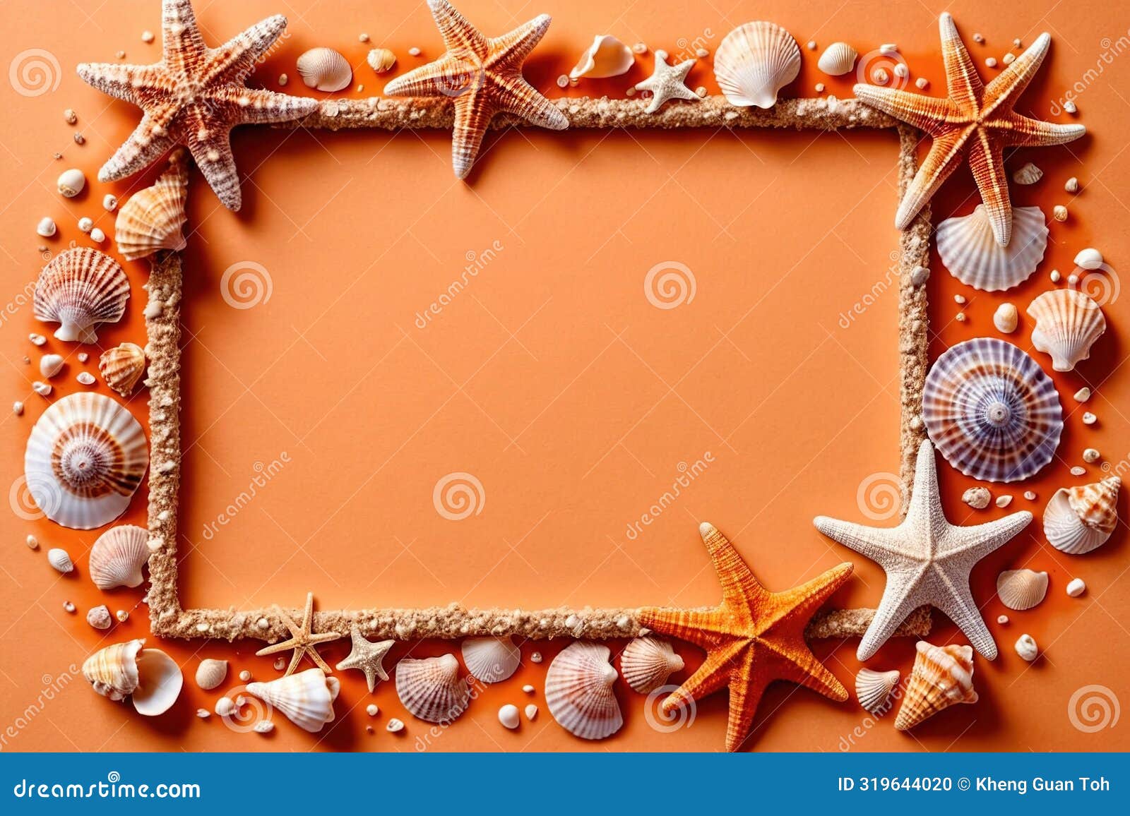 Summer Vacation Background Frame Border with Seashells and Seaside ...