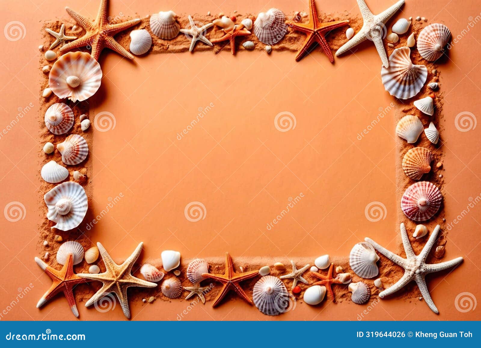 Summer Vacation Background Frame Border with Seashells and Seaside ...