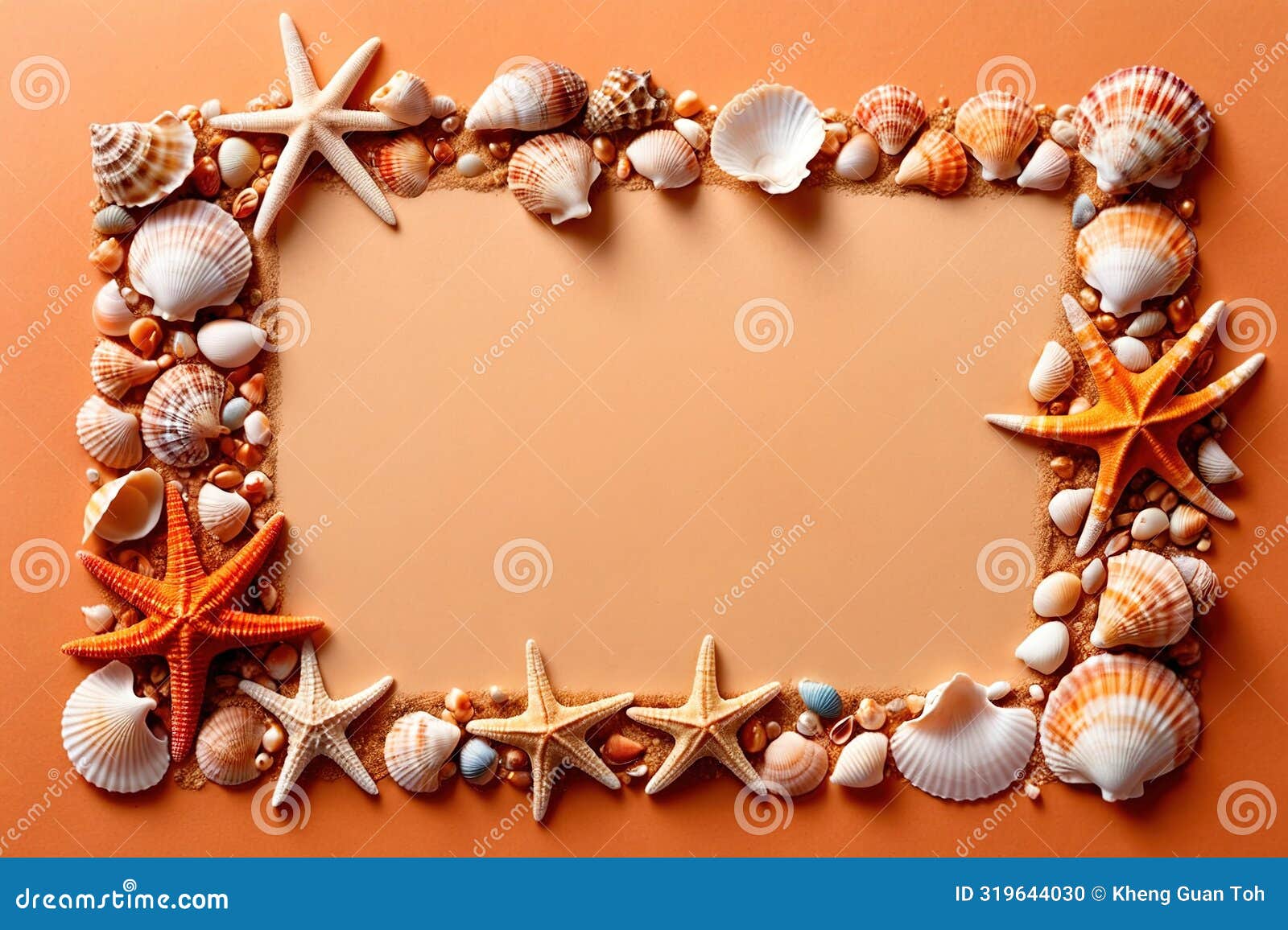 Summer Vacation Background Frame Border with Seashells and Seaside ...