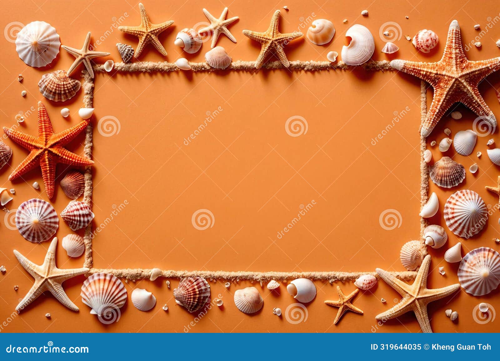 Summer Vacation Background Frame Border with Seashells and Seaside ...