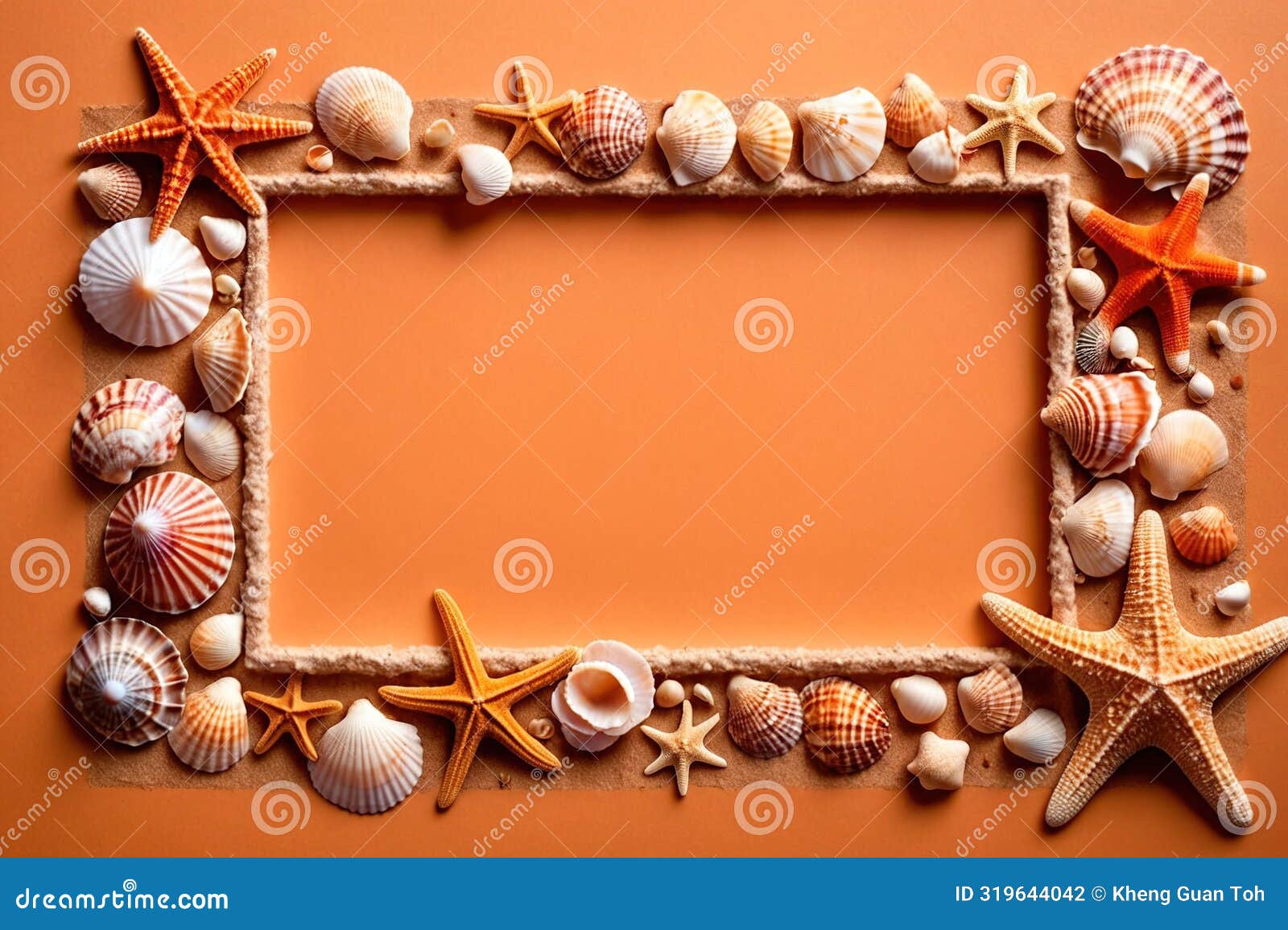 Summer Vacation Background Frame Border with Seashells and Seaside ...