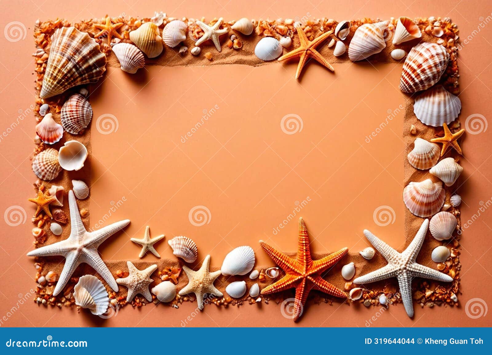 Summer Vacation Background Frame Border with Seashells and Seaside ...