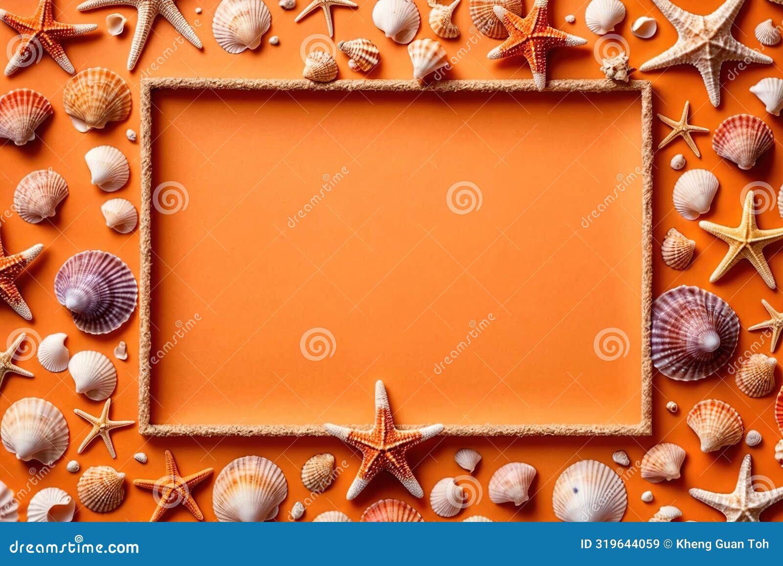 Summer Vacation Background Frame Border with Seashells and Seaside ...