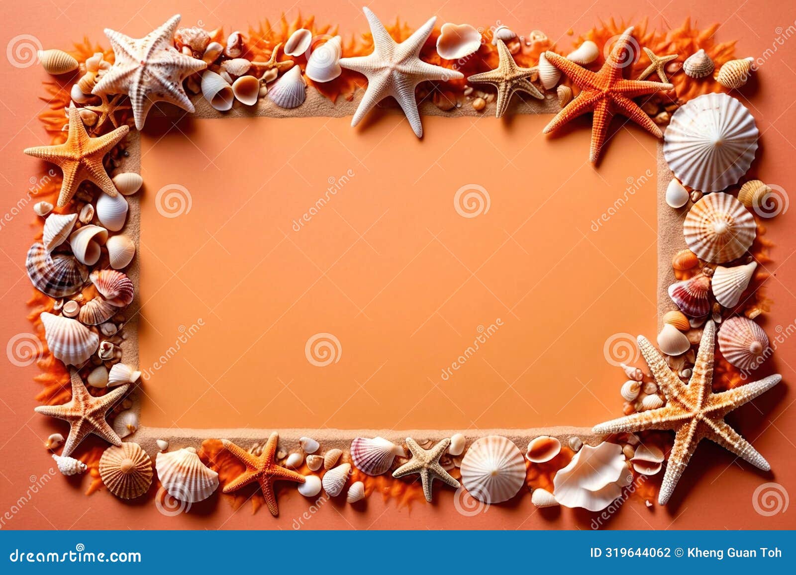 Summer Vacation Background Frame Border With Seashells And Seaside Theme Wallpaper Pattern Stock ...