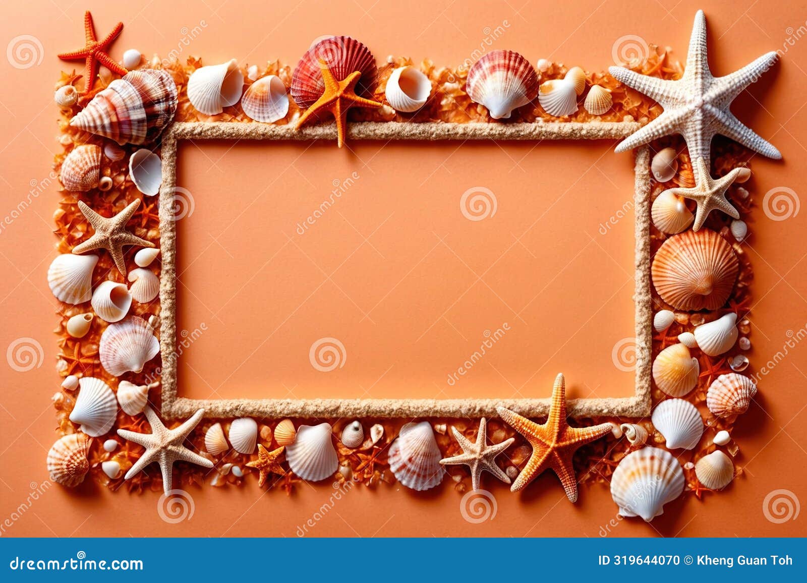 Summer Vacation Background Frame Border with Seashells and Seaside ...