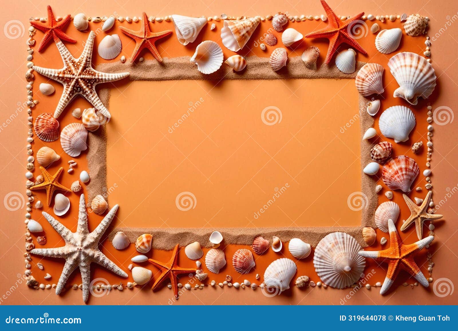 Summer Vacation Background Frame Border with Seashells and Seaside ...
